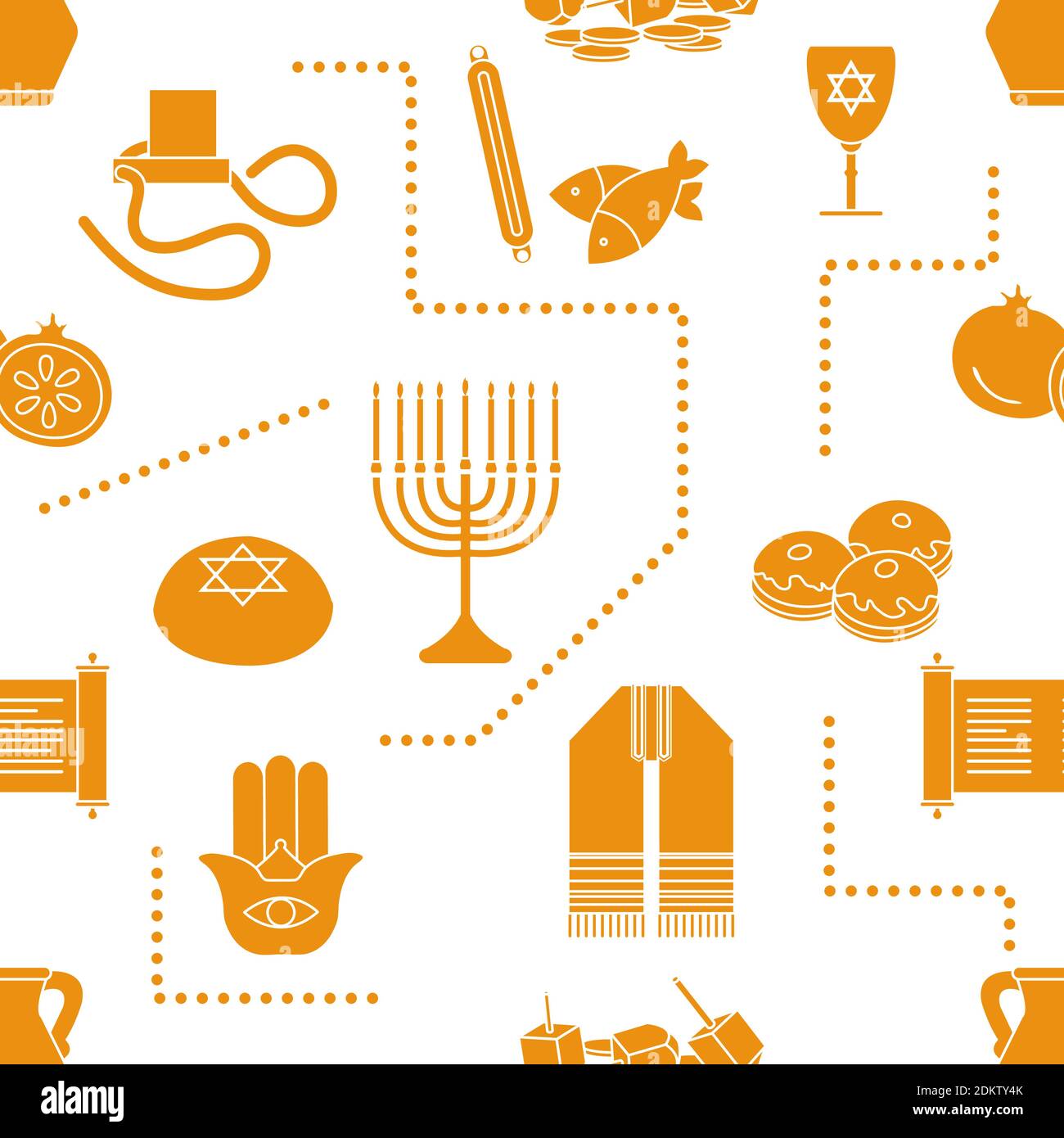 Vector Seamless pattern Illustration Jewish holiday Traditional symbols ...