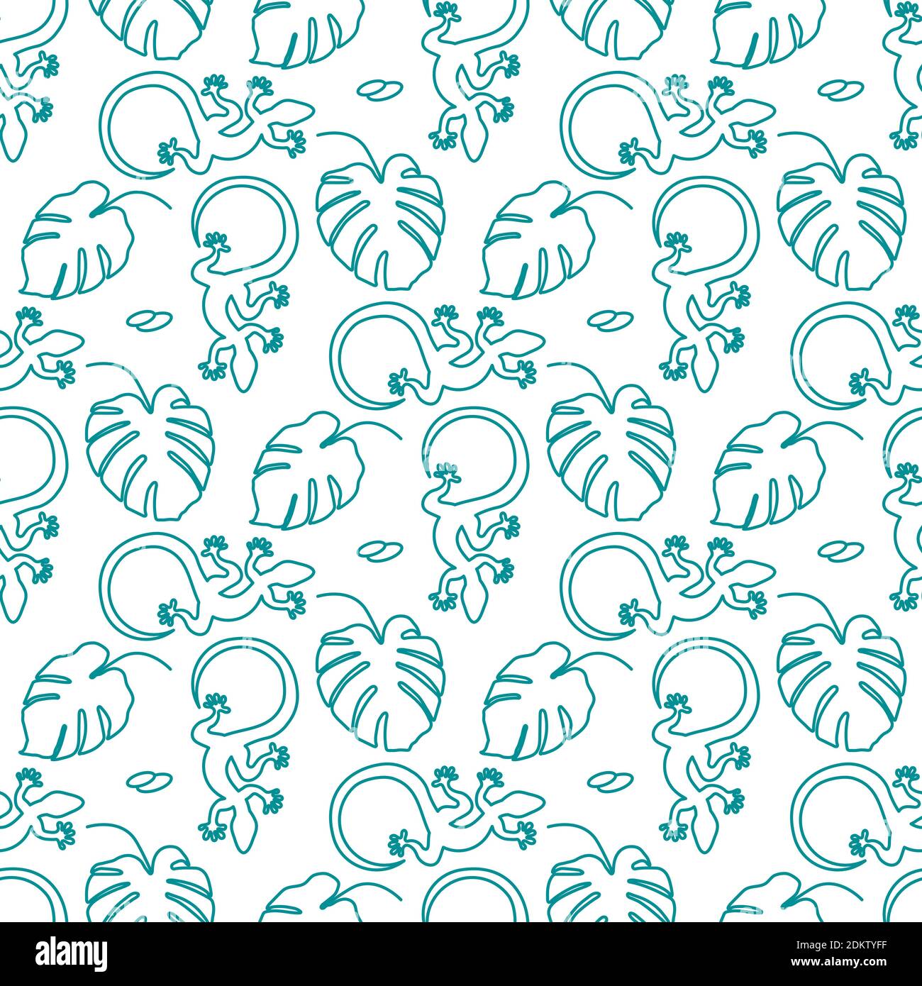 Vector Tropical seamless pattern Illustration Monstera leaves, lizard ...
