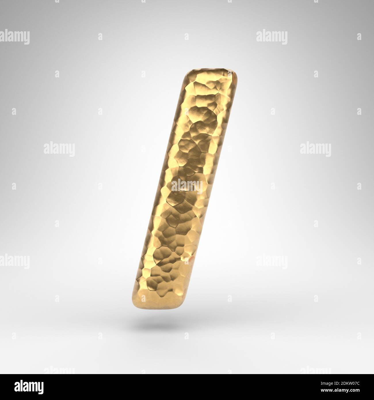 Forward slash symbol on white background. Hammered brass 3D rendered ...