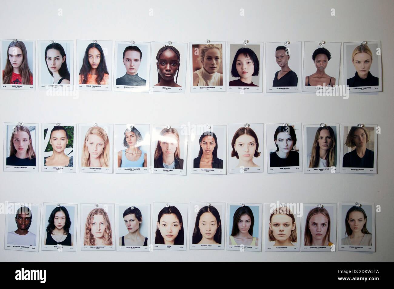 List of models on a board at a fashion show, Milano, Italy Stock Photo ...