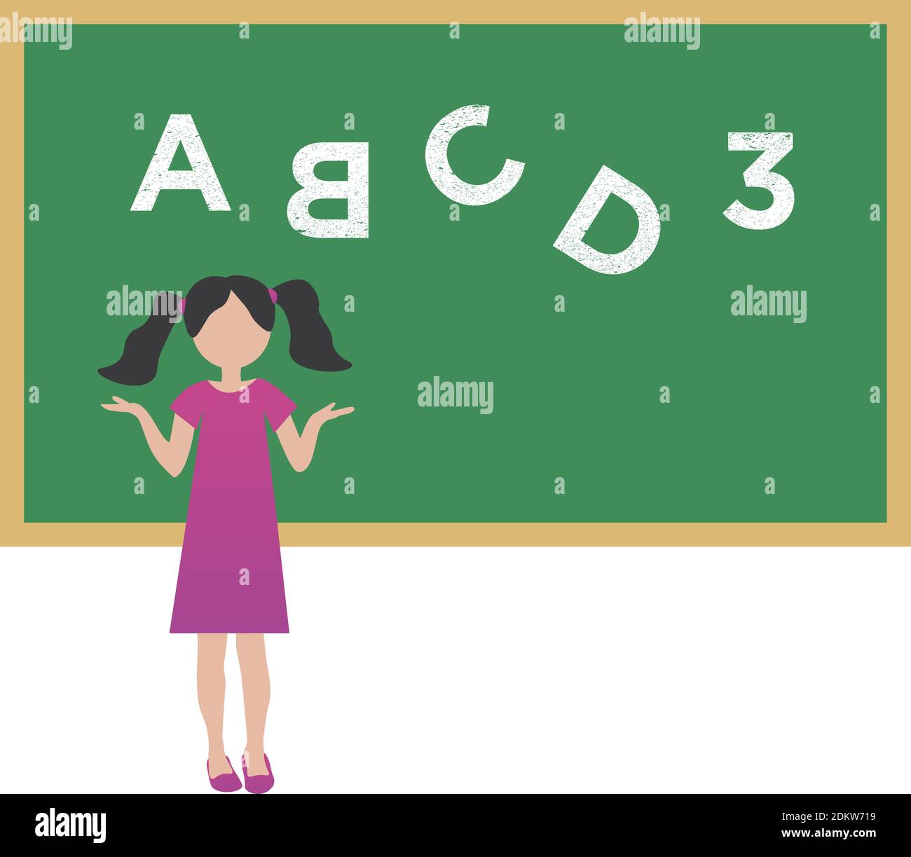 Dyslexia concept - girl with reading disorder Stock Vector Image & Art ...