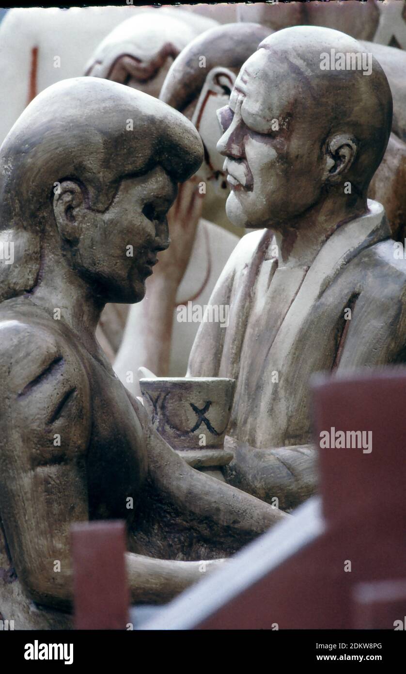 Detail of some of the figures part of the Raymond Mason large sculpture ...