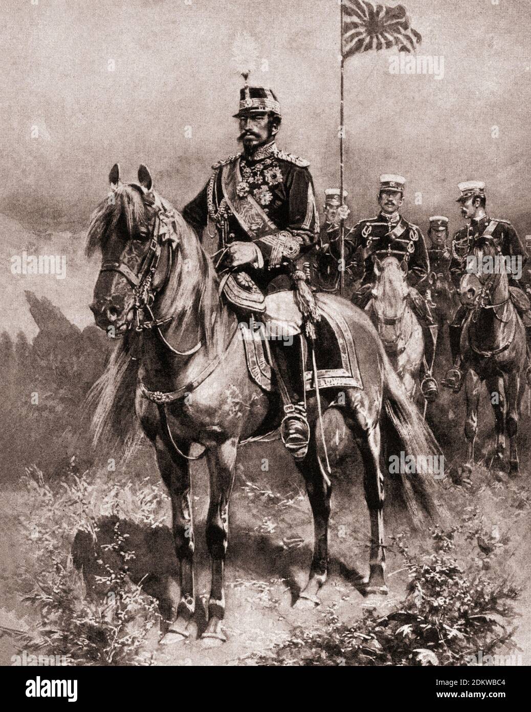 Retro illustration of Emperor Meiji (Mutsuhito). Emperor Meiji (Meiji ...