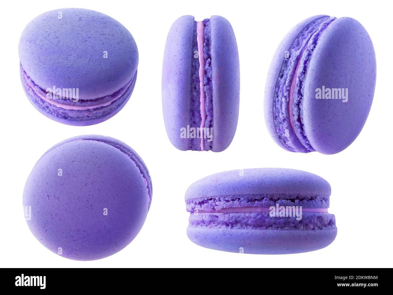 Isolated blue macaroons. Collection of blueberry or blackberry macarons ...