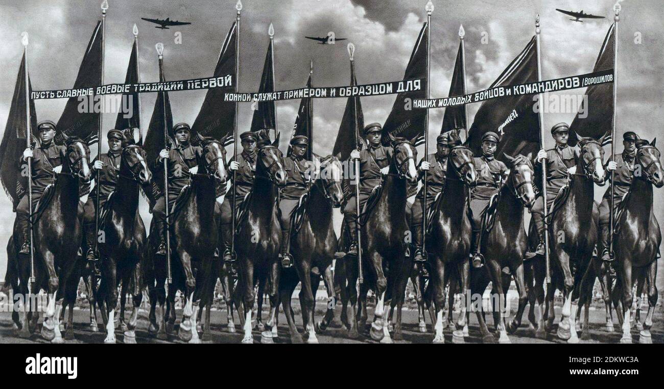 Red Cavalry of Red Army. 1930s. From soviet propaganda book Stock Photo ...