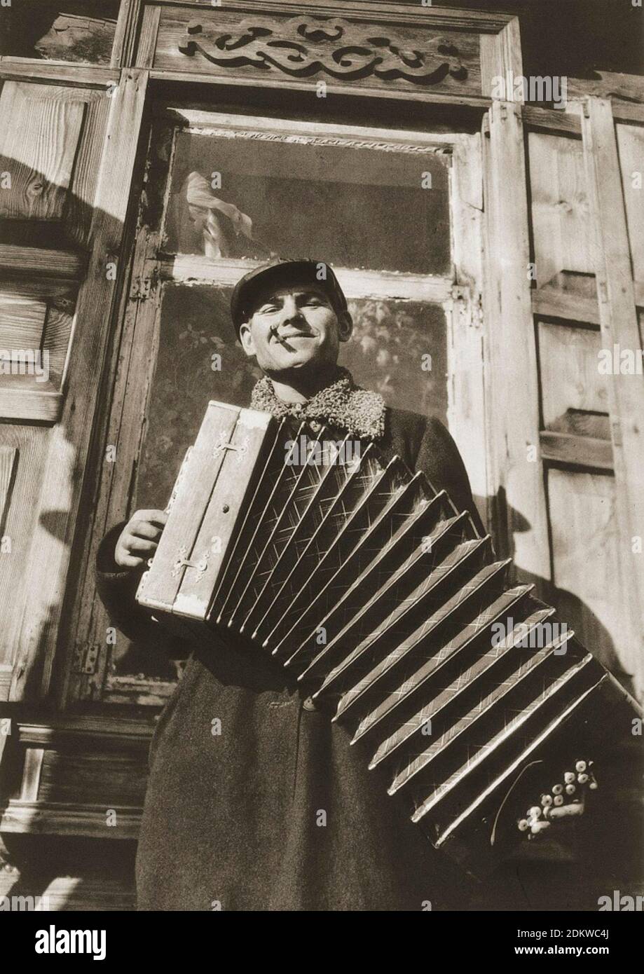 Archival photo of happy soviet collective kolkhoz farmers in the era of ...