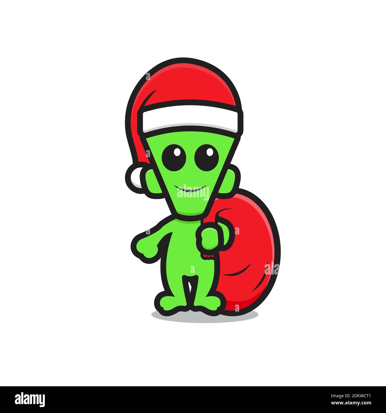 cute alien character wearing santa costume. design isolated on white ...