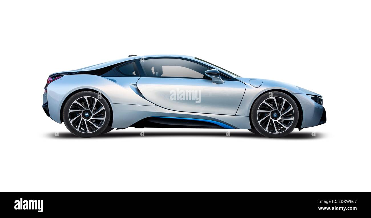 Sports Car Side View White Background
