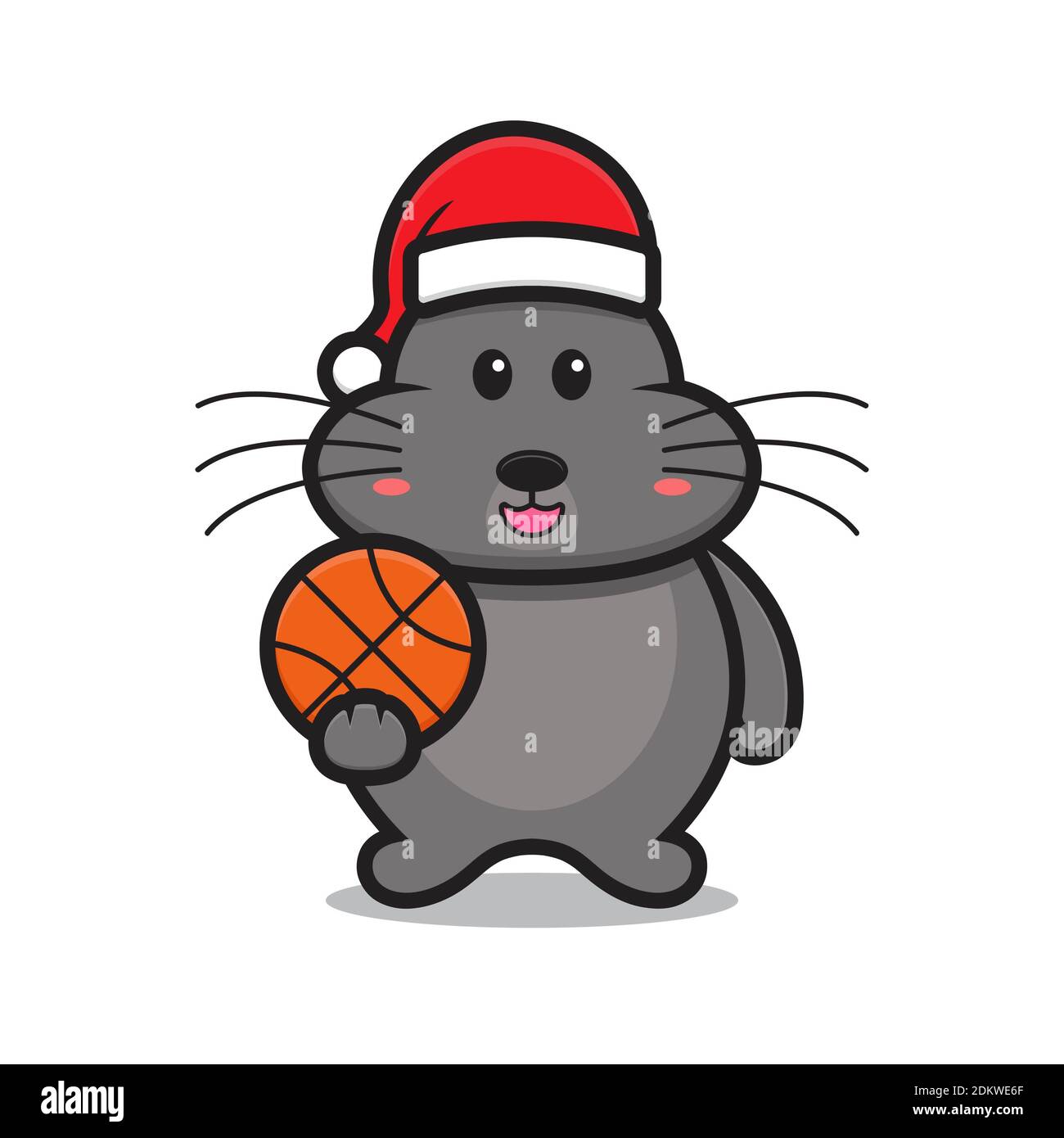 cute big mouse mascot character playing basketball. design isolated on ...