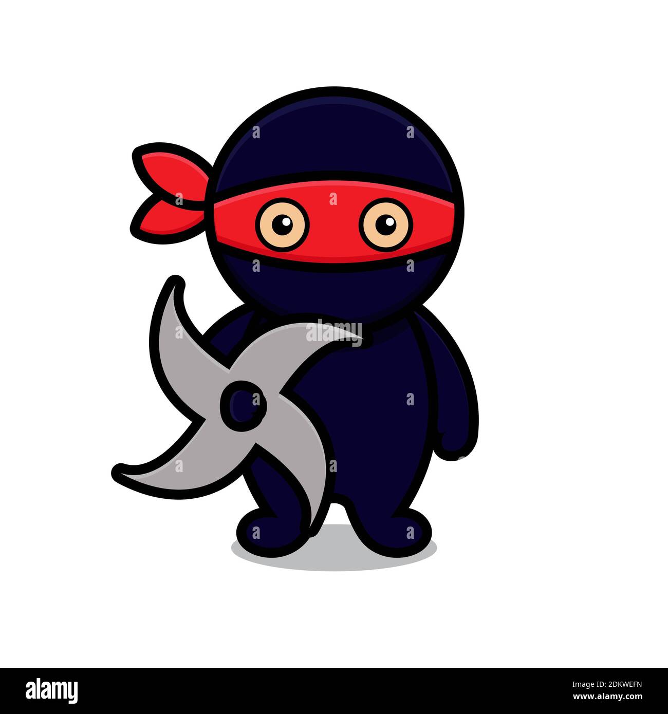 cute blue ninja mascot character holding shuriken. design isolated on ...