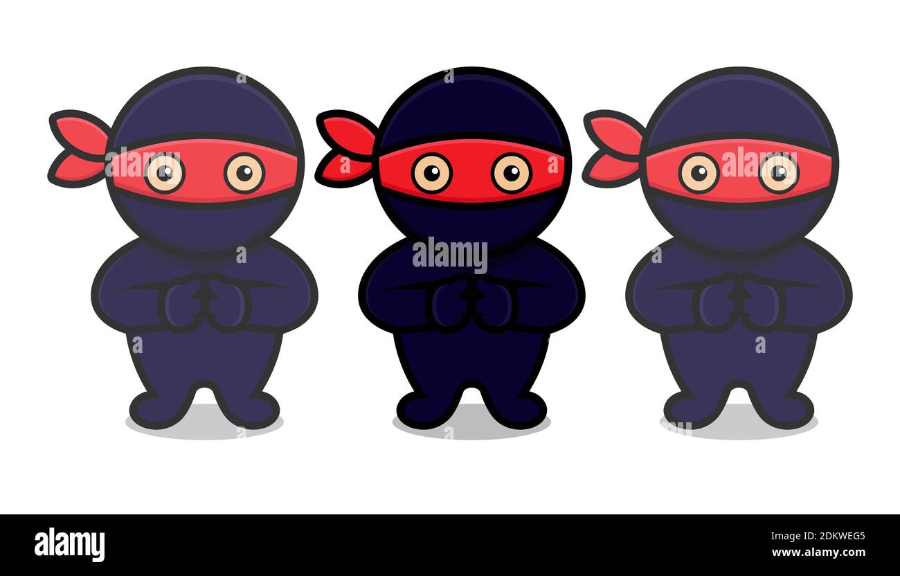 cute blue ninja mascot character make clone. design isolated on white ...