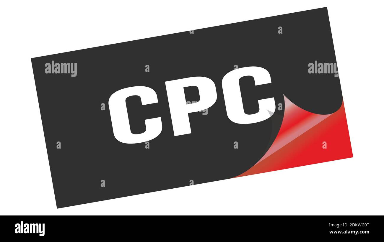CPC text written on black red sticker stamp Stock Photo - Alamy
