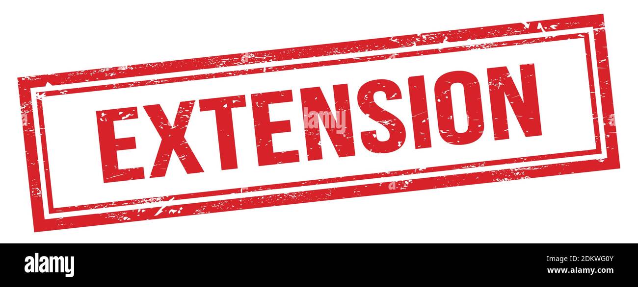 EXTENSION text on red grungy vintage rectangle stamp Stock Photo - Alamy