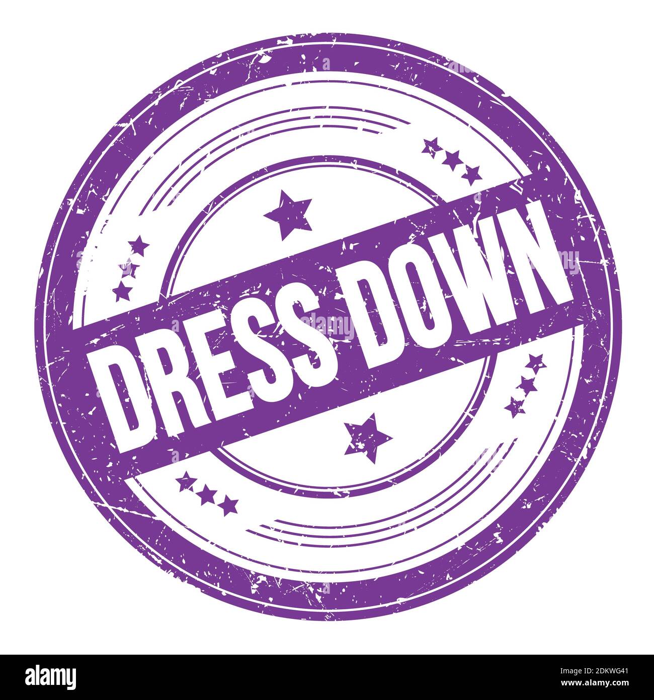 DRESS DOWN text on violet indigo round grungy texture stamp Stock Photo ...