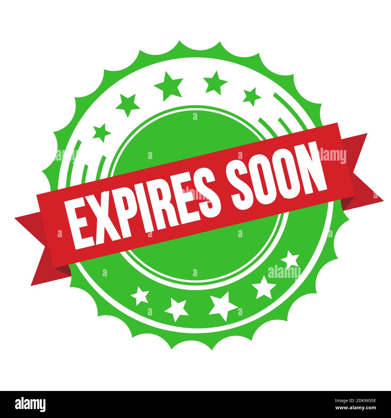 EXPIRES SOON text on red green ribbon badge stamp Stock Photo - Alamy