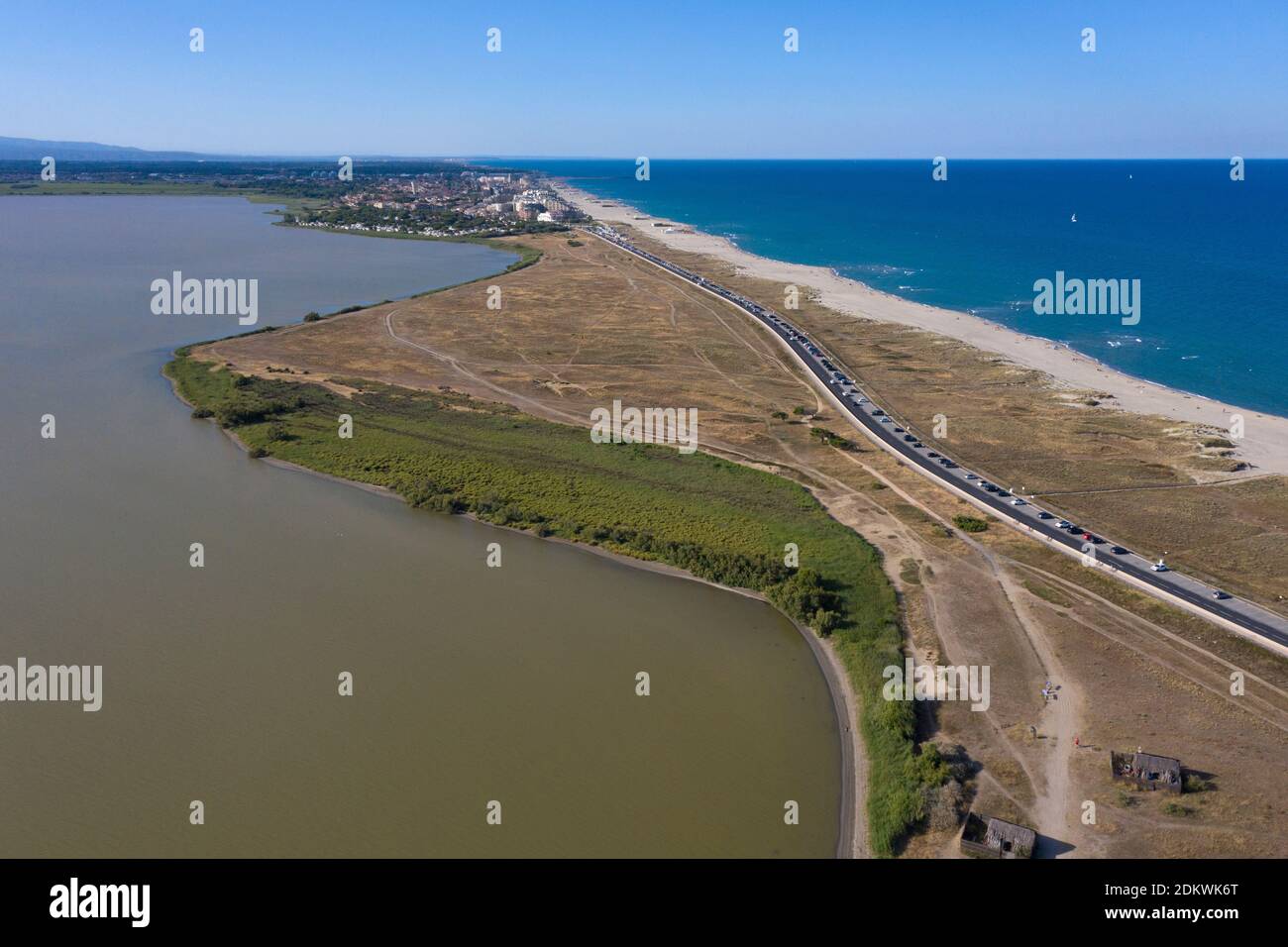 Canet-en-Roussillon (south of France): aerial view of the beach “plage ...