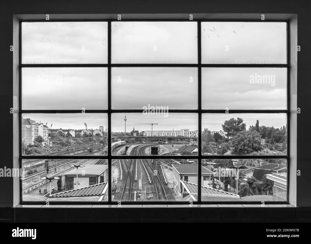 City Seen Through Glass Window Stock Photo - Alamy