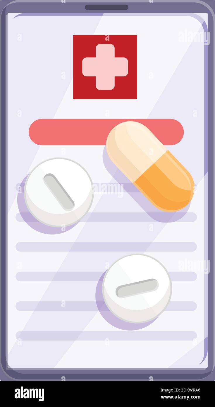 Telemedicine pills prescription icon. Cartoon of telemedicine pills ...