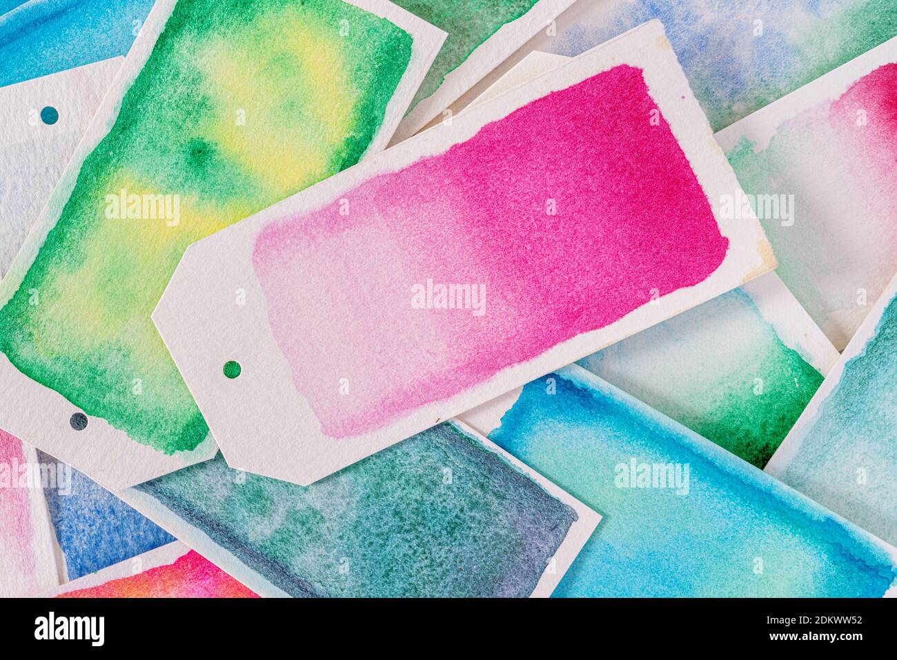 Homemade gift tags made out of watercolor paper and painted with ...