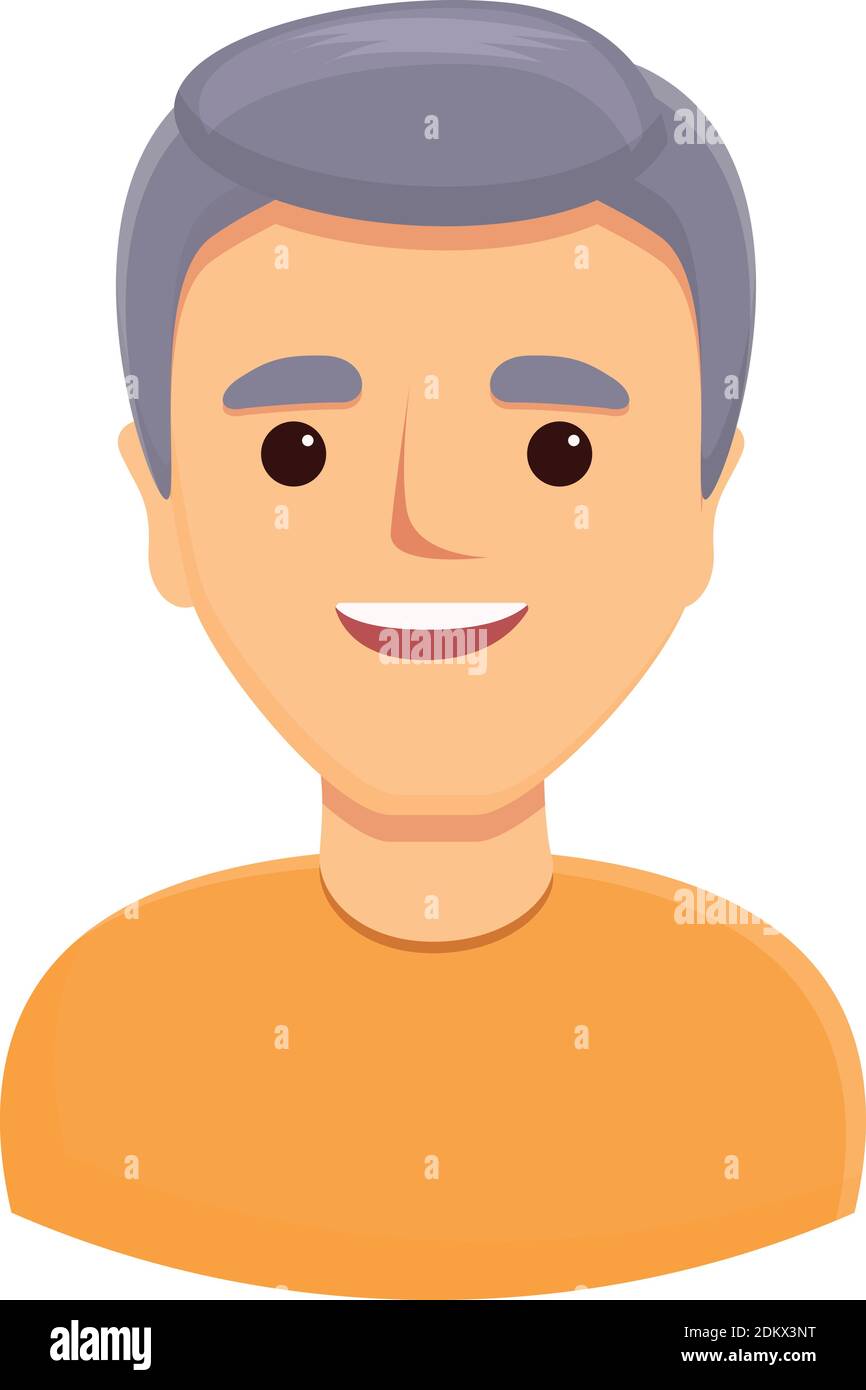 Gray haired man icon. Cartoon of gray haired man vector icon for web ...