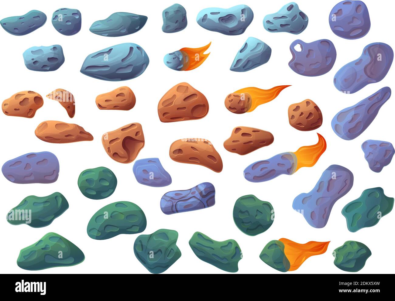 Asteroid icons set. Cartoon set of asteroid vector icons for web design ...