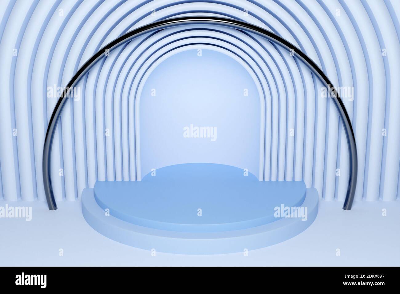 3d illustration of a scene from a circle with round arch at the back on ...