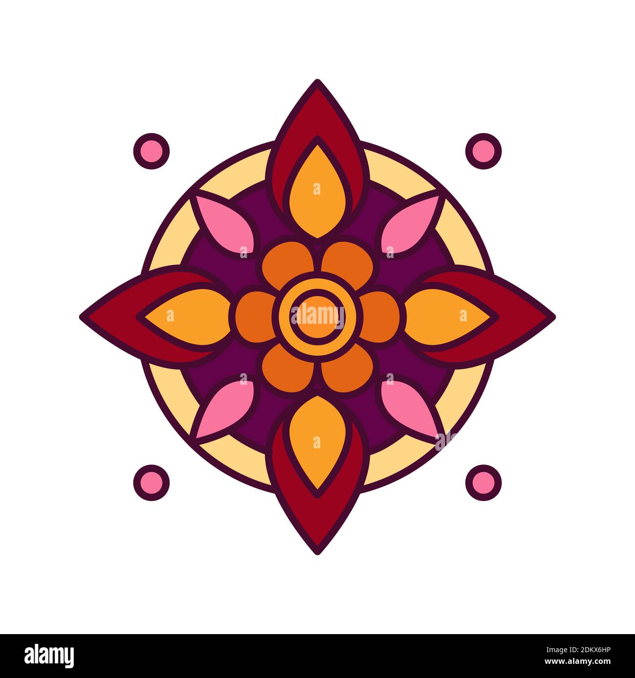 Colorful web icon with Rangoli, ritual hindu art. It is used during ...