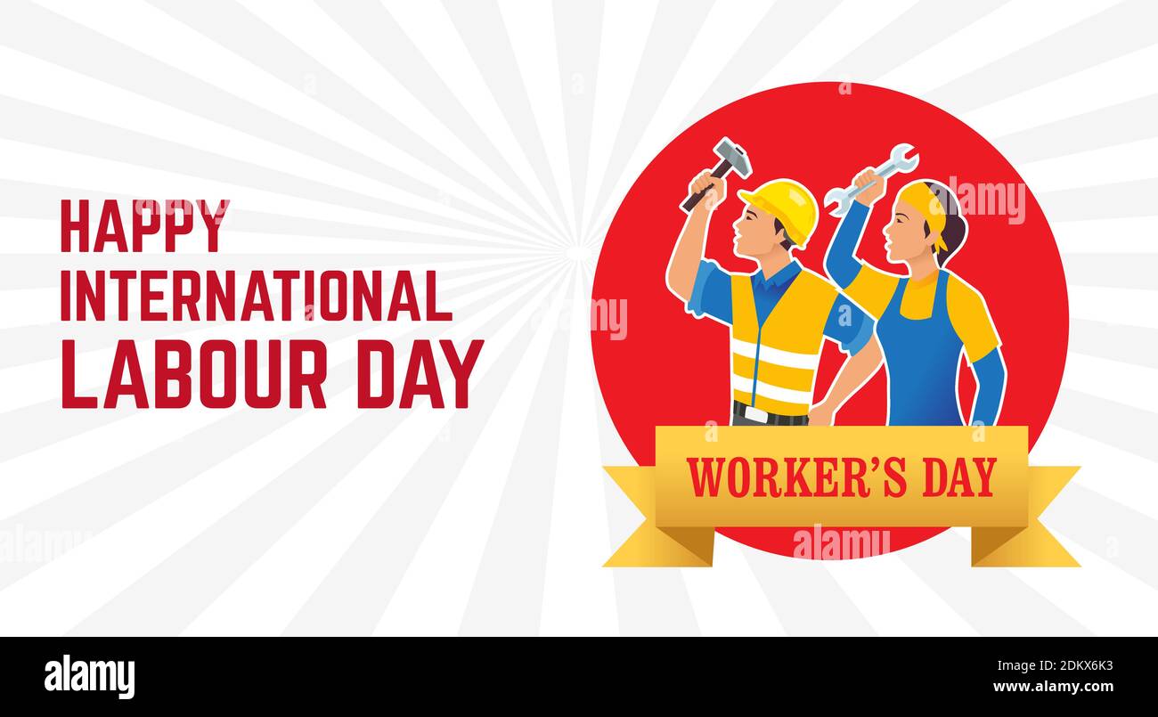 Happy international Labour day vector illustration. Suitable for greeting card, poster and ...