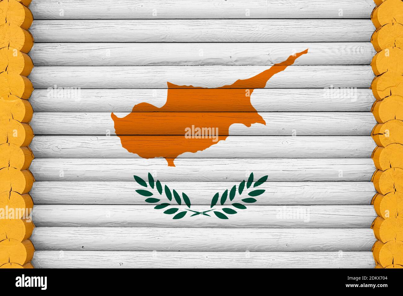 National flag of Cyprus on a wooden wall background. The concept of ...