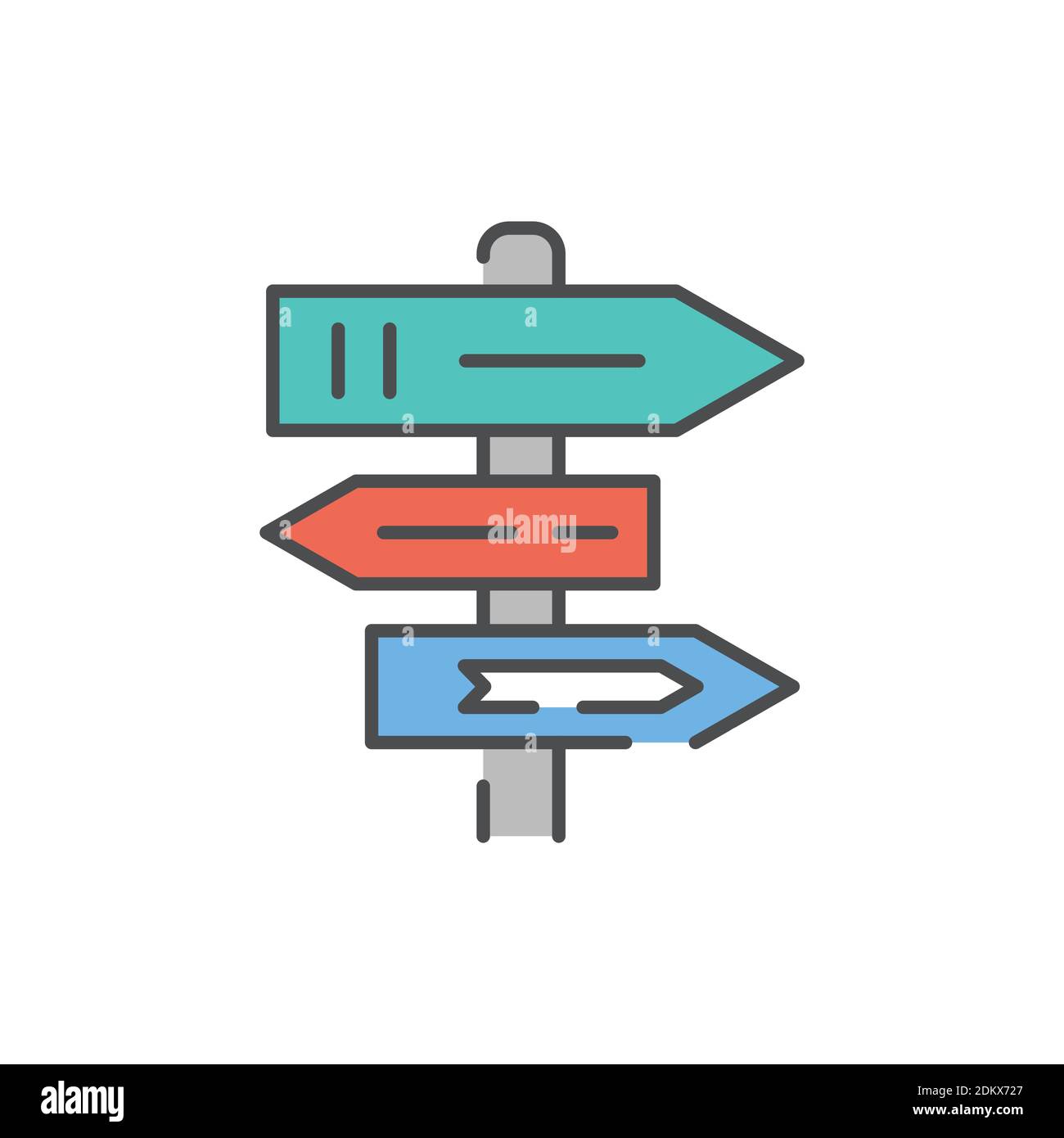 Directional arrow road color line icon. City guide. Public navigation ...