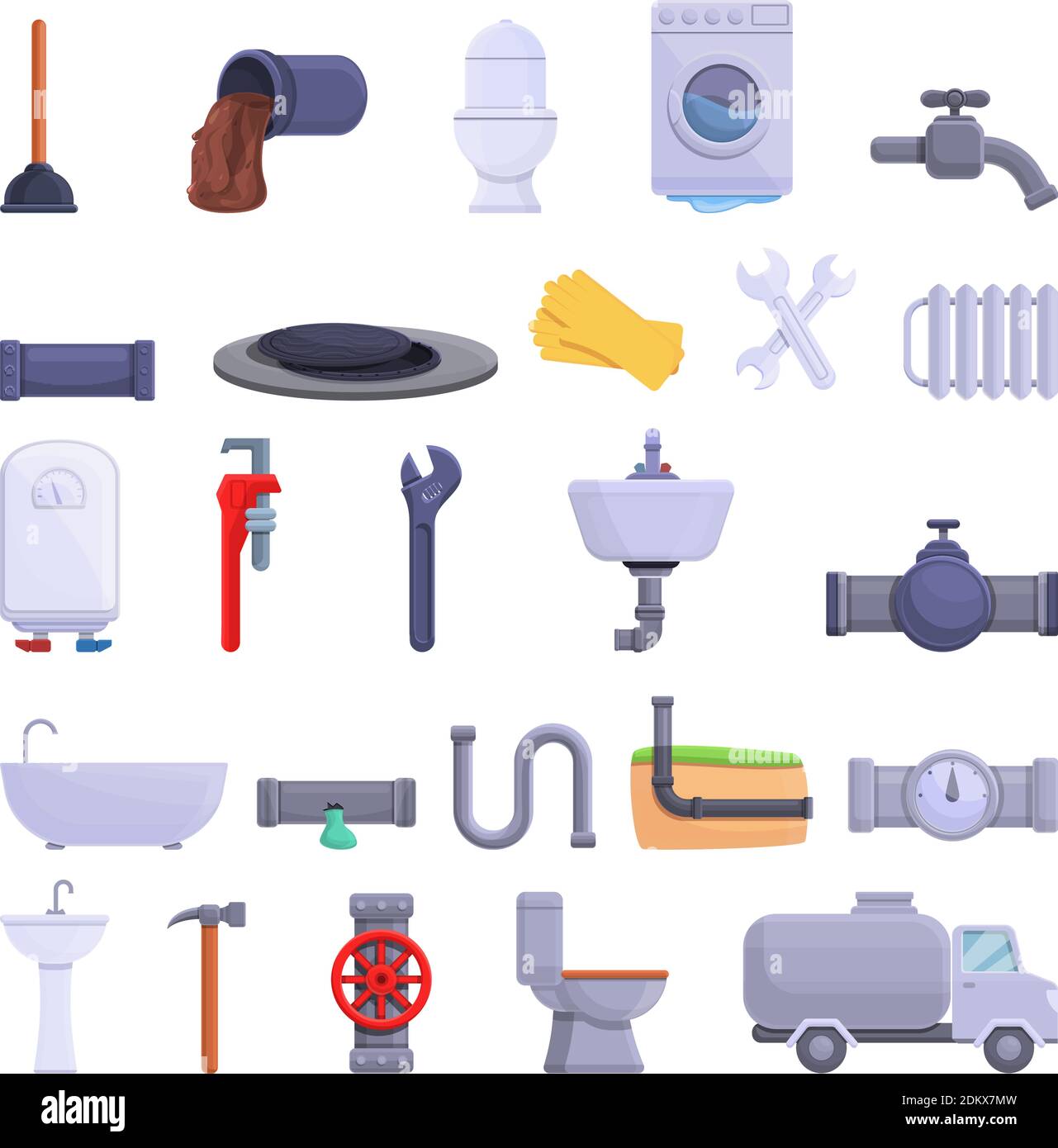 Sewerage icons set. Cartoon set of sewerage vector icons for web design ...