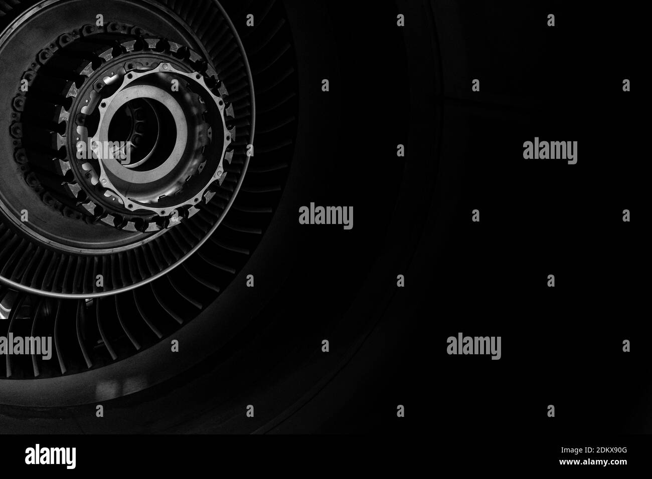 Details of the turboprop engine. Airplane propeller. Turbine mechanism ...