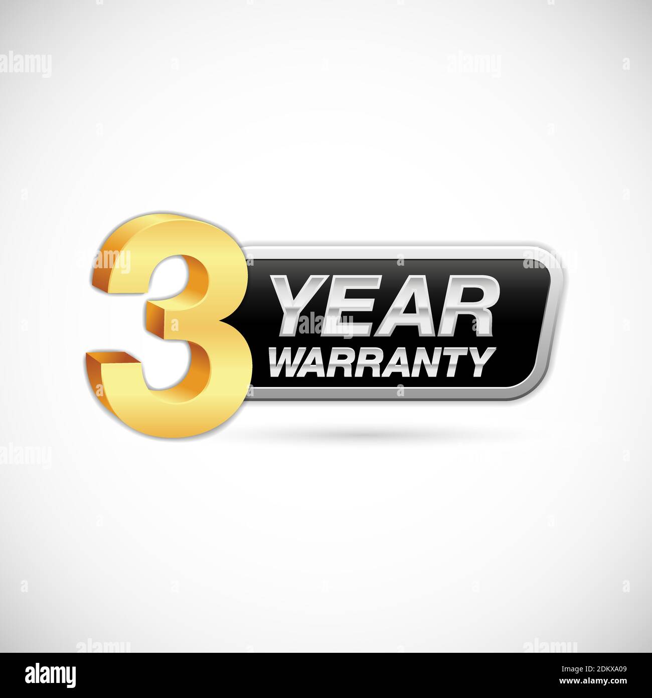 3 year warranty golden and silver label isolated on white background ...