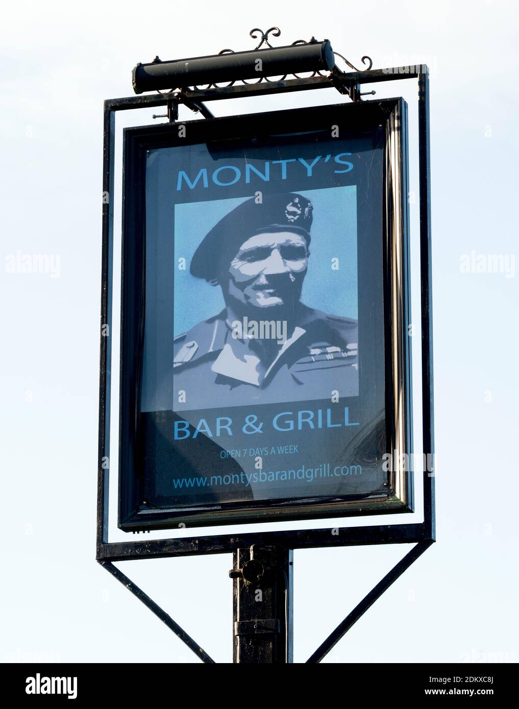Monty`s pub sign, Hampton Magna, Warwickshire, England, UK Stock Photo ...