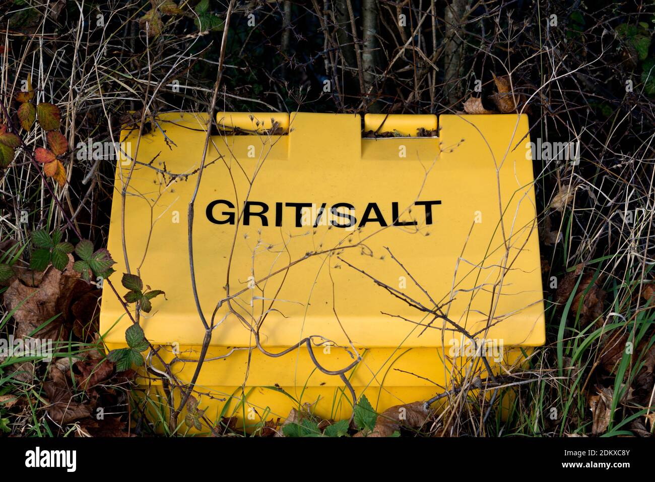 A grit and salt roadside dispenser or store hi-res stock photography ...