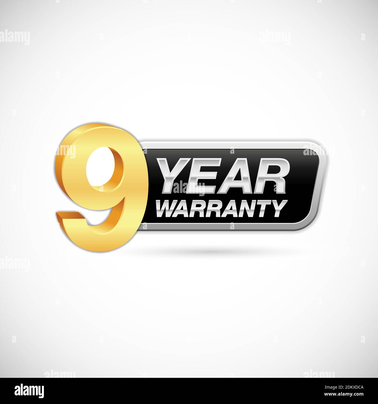9 year warranty golden and silver label isolated on white background ...