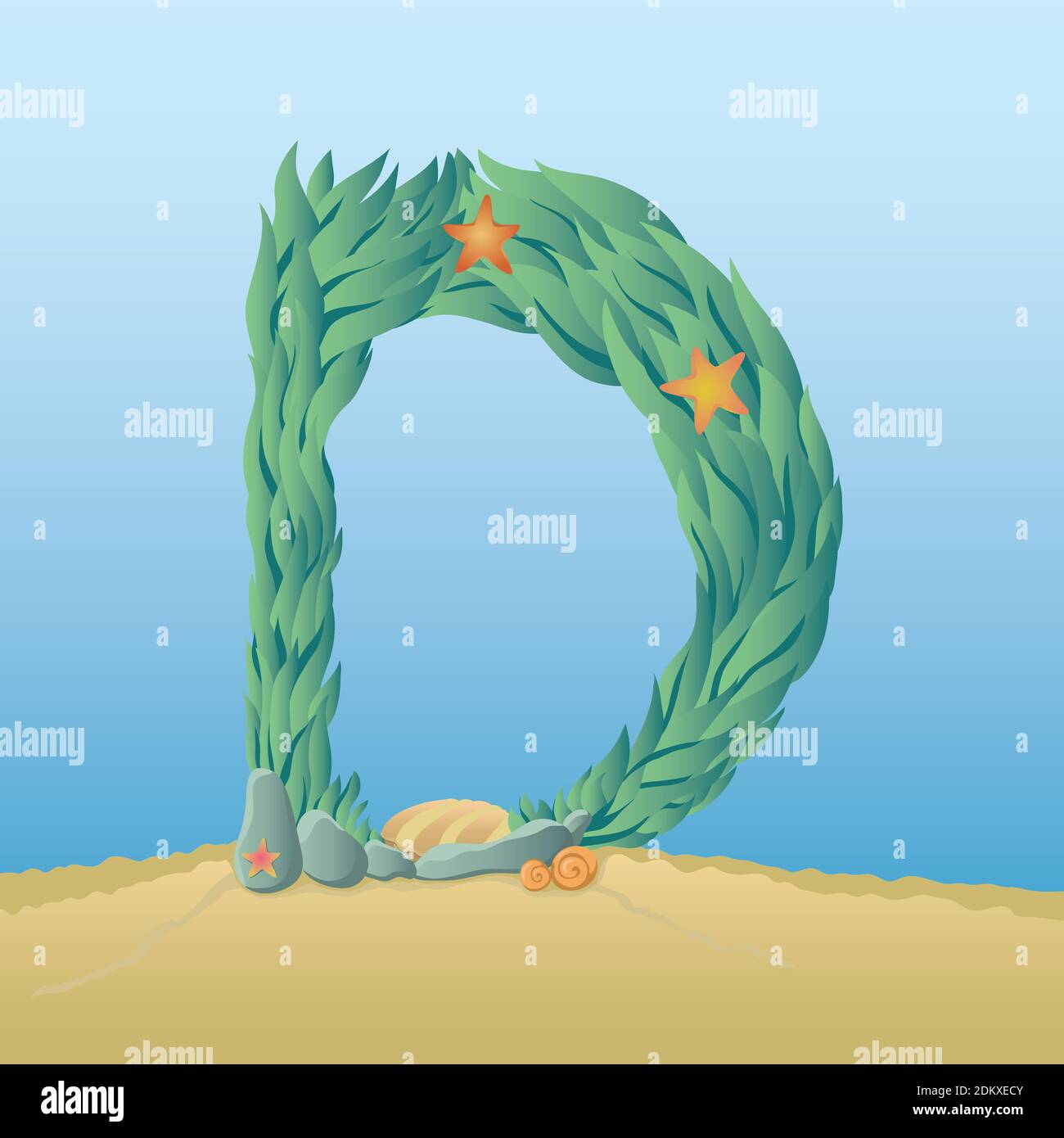 Marine alphabet. Illustration of a letter D under water Stock Vector ...
