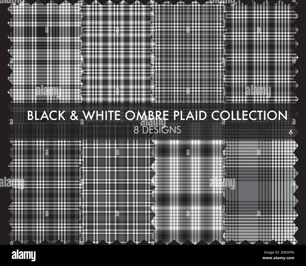 Ombre Plaid textured seamless pattern collection includes 8 design ...