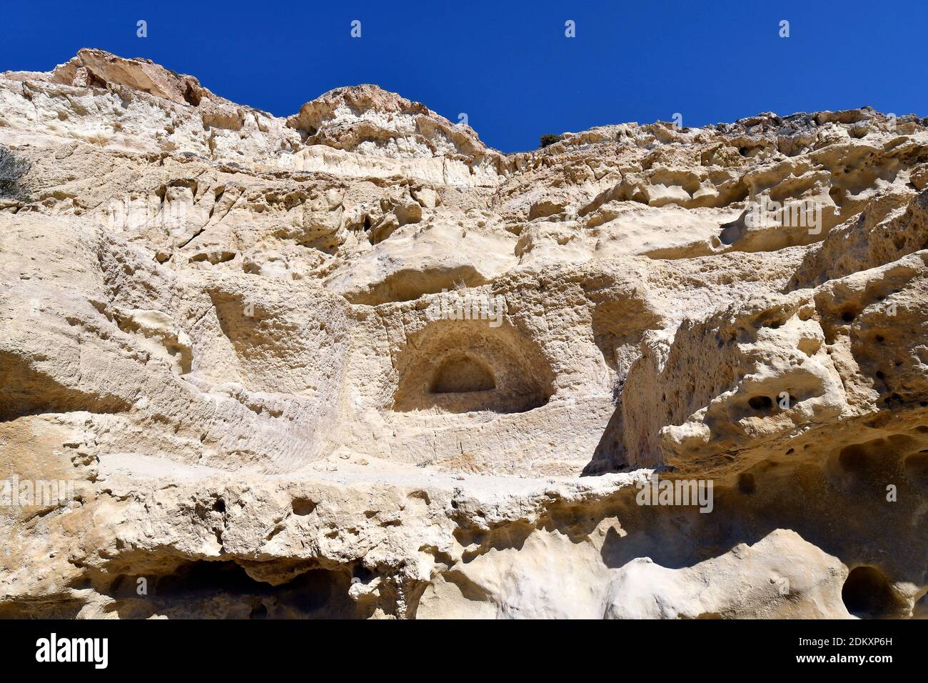 Greece, Crete Island, ancient tombs on hill in Matala Stock Photo - Alamy