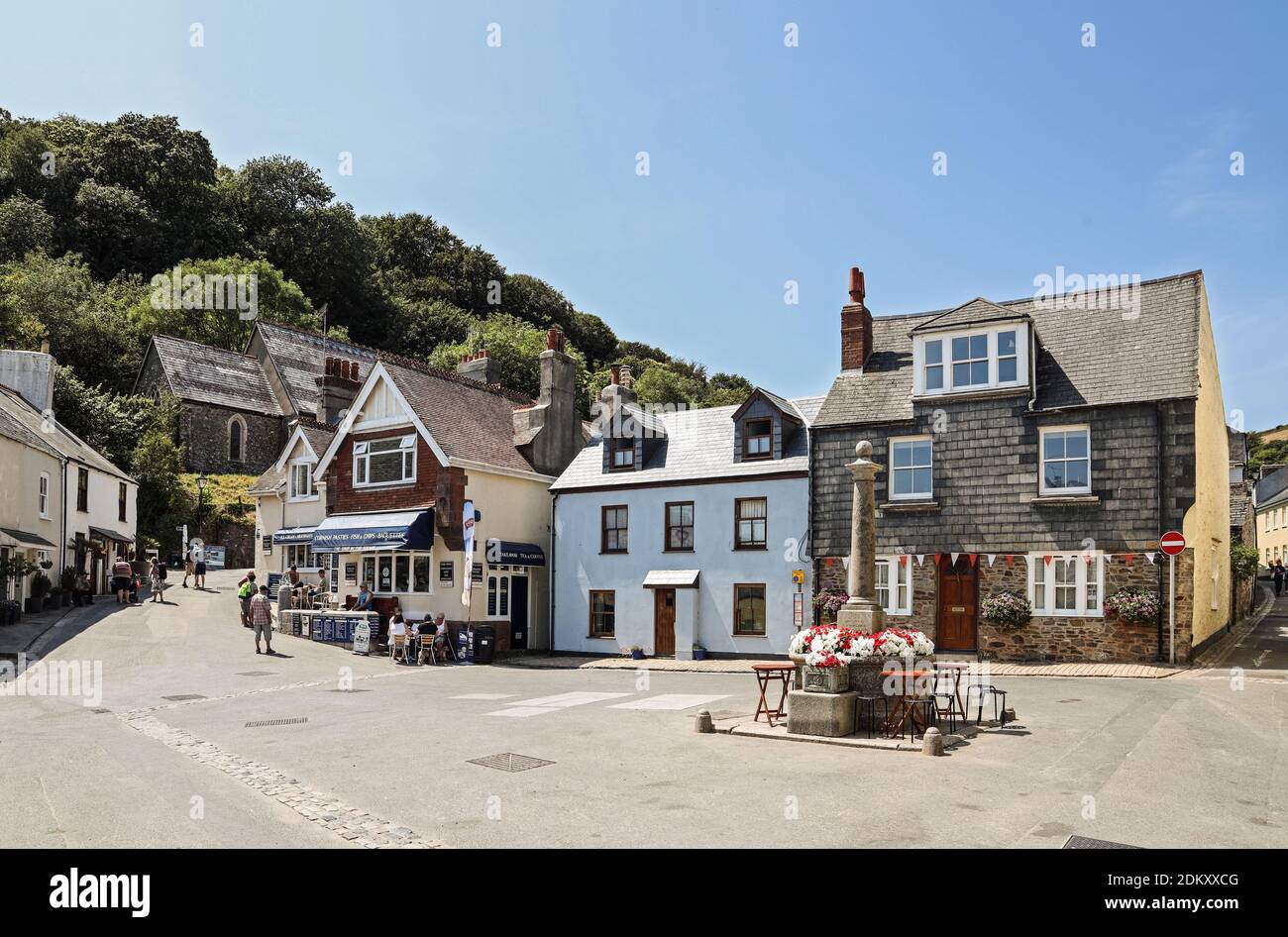 Cawsand Square in south east Cornwall on the oftern overlooked Rame ...