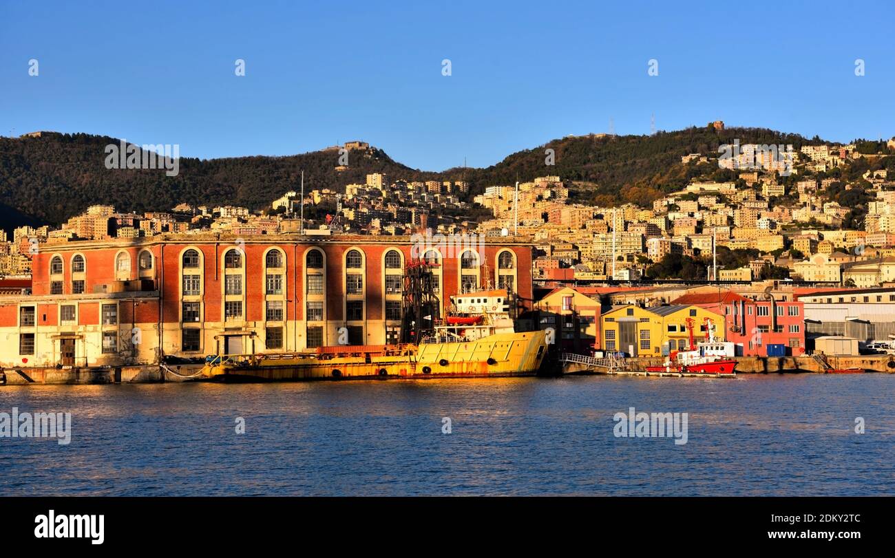 panorama of Genoa and its port Stock Photo - Alamy