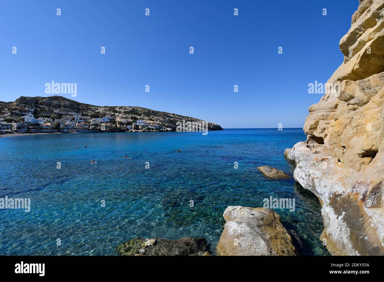 Greece, Crete Island, Matala on Libyan sea Stock Photo - Alamy