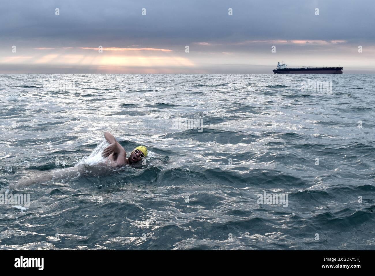 English channel swimmer hi-res stock photography and images - Alamy