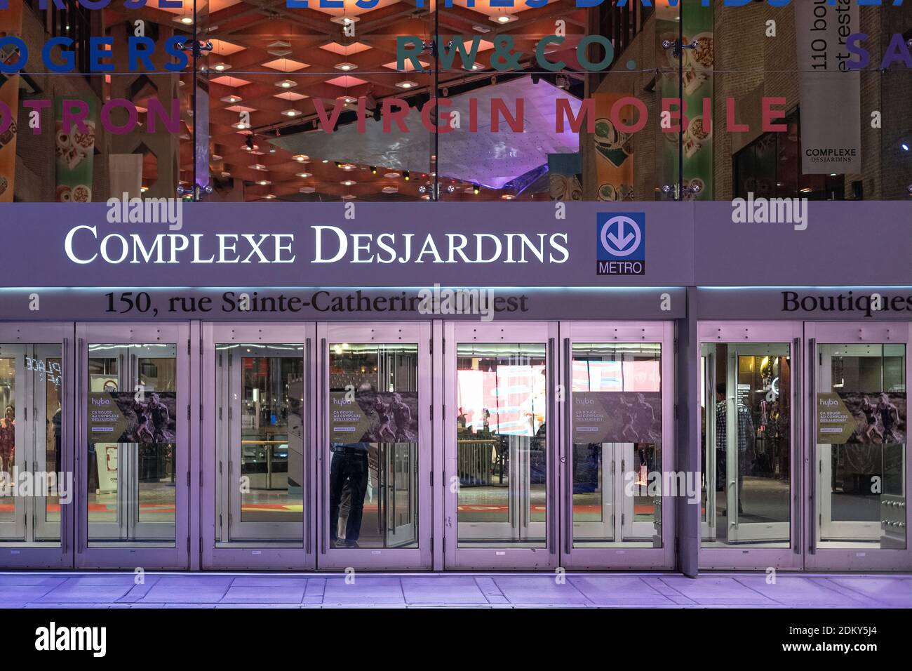 Entrance to the Complexe Desjardins at night, Montreal, Canada Stock ...