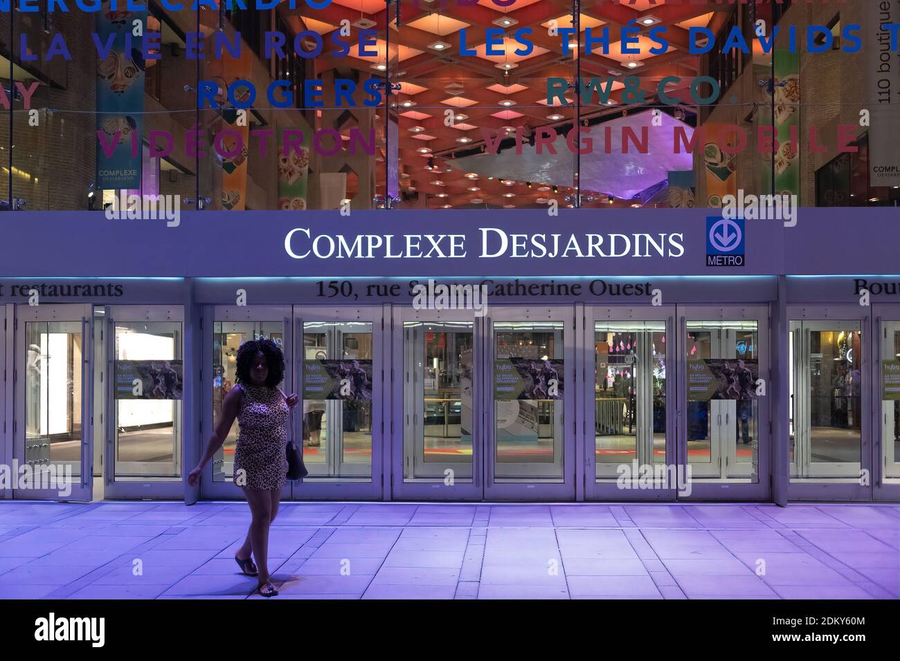 Entrance to the Complexe Desjardins at night, Montreal, Canada Stock ...