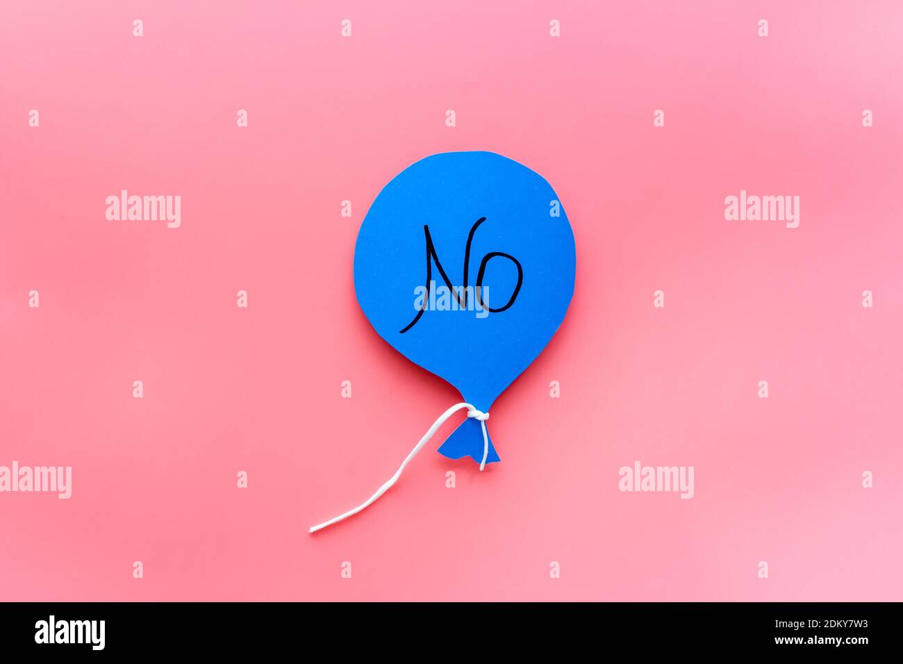 No rejection - decision concept. Word No on paper banner, top view ...