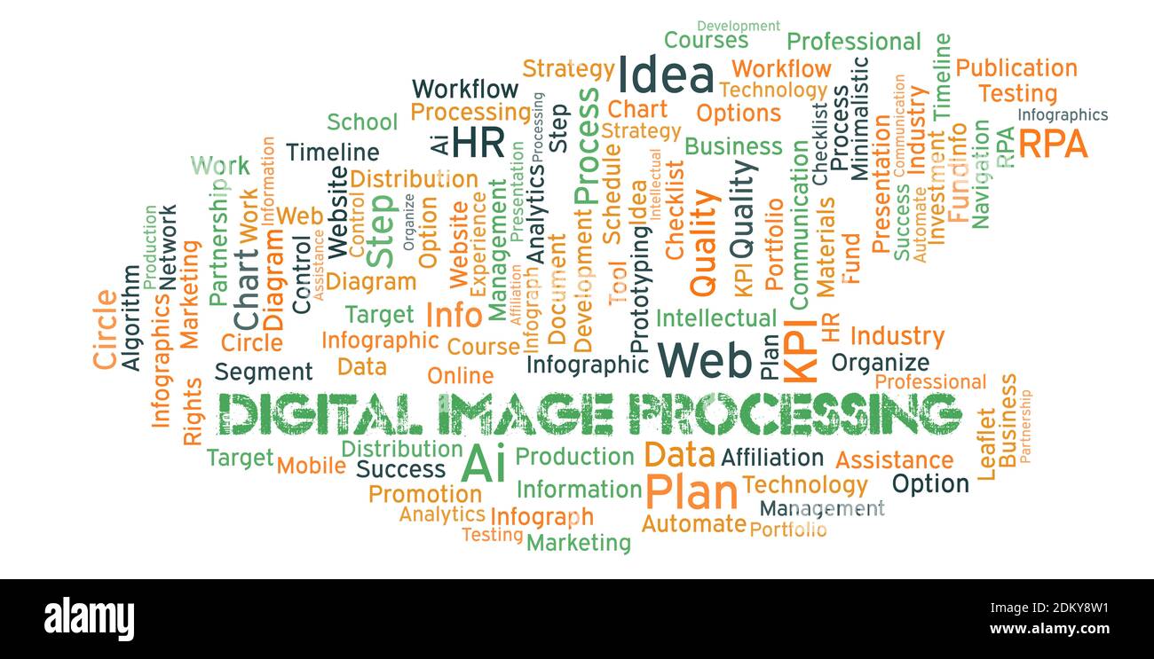 Digital Image Processing typography word cloud create with text only ...