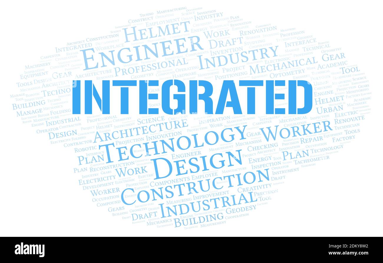 Integrated typography word cloud create with text only Stock Photo - Alamy