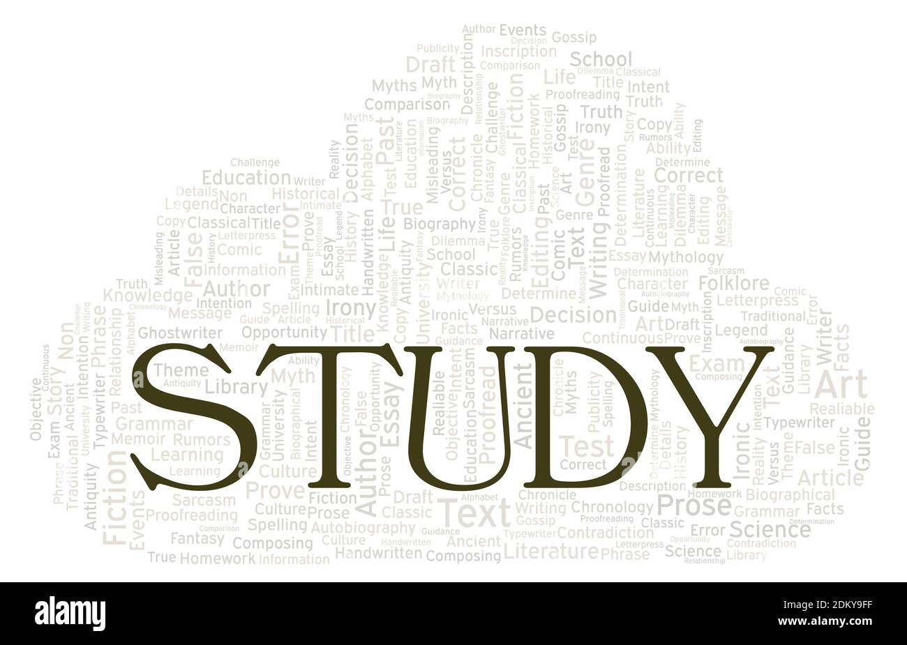 Study typography word cloud create with text only Stock Photo - Alamy