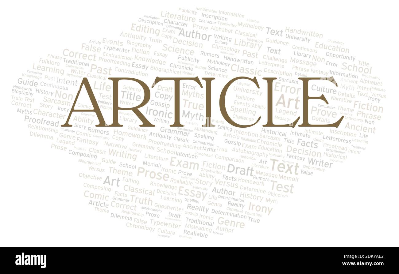 Article typography word cloud create with text only Stock Photo - Alamy